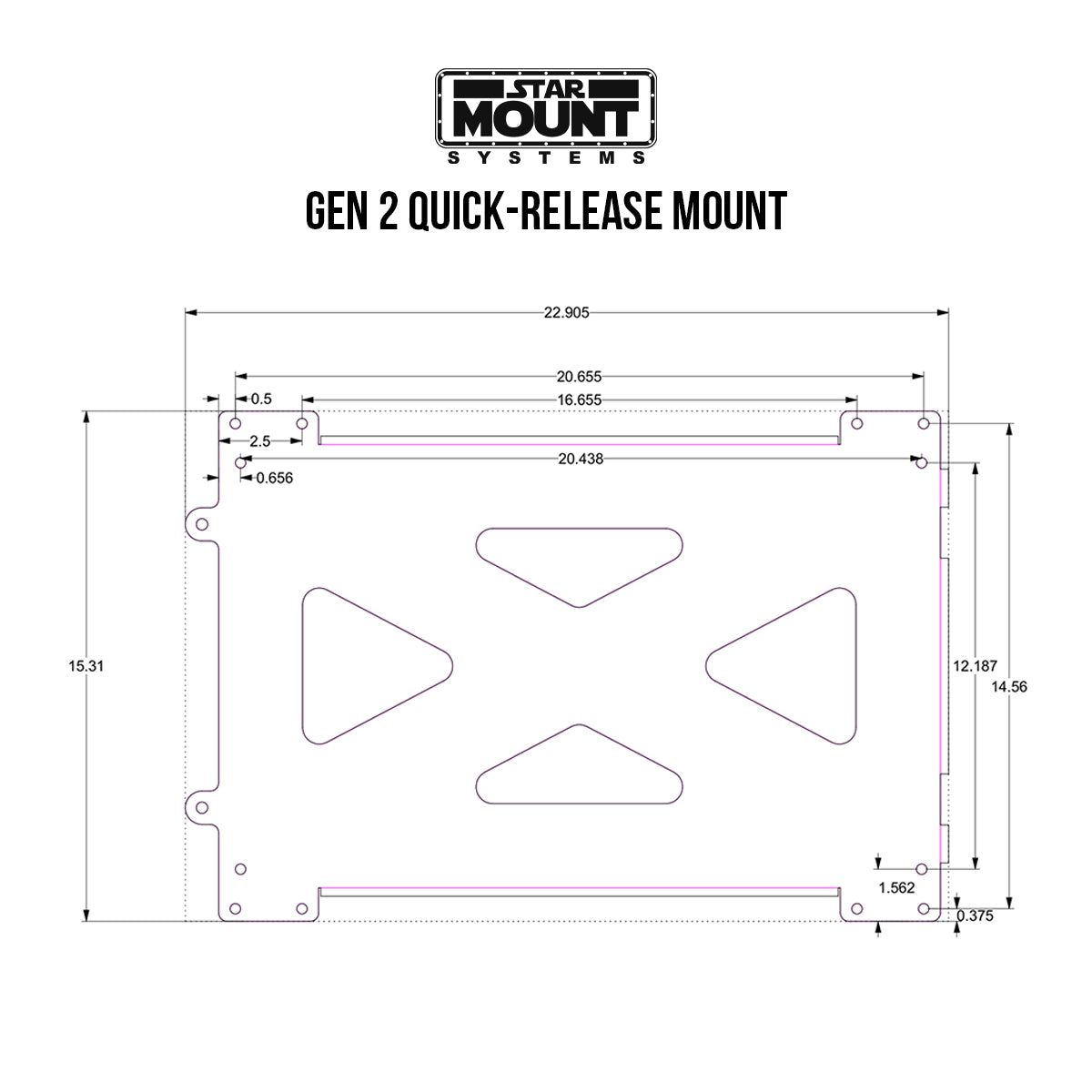 Extra bottom base plate Rectangle Quick Release Mount - Star Mount Systems
